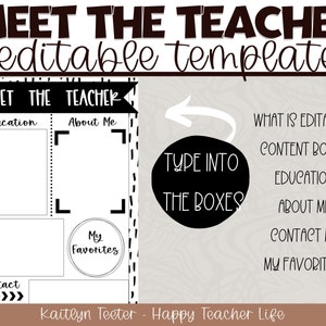 EDITABLE Modern Black and White Meet the Teacher Template | Back to ...
