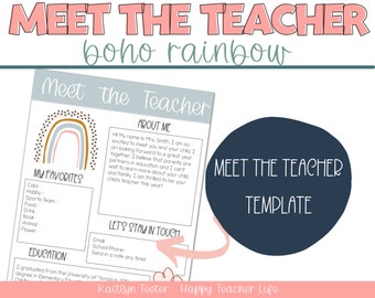 Meet the Teacher Template L Boho Rainbow Style L Value Pack - Etsy