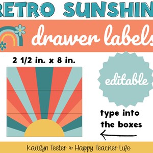 Retro Groovy Themed Editable Drawer Labels | 3-drawer Bins | Classroom ...