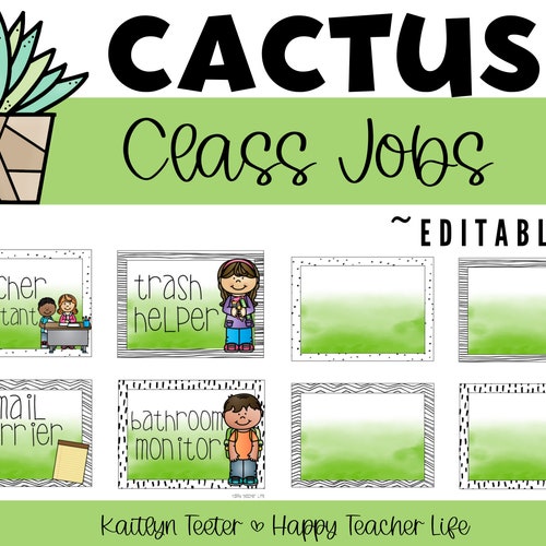 Cactus Plant Themed Editable Drawer Labels for the Classroom - Etsy