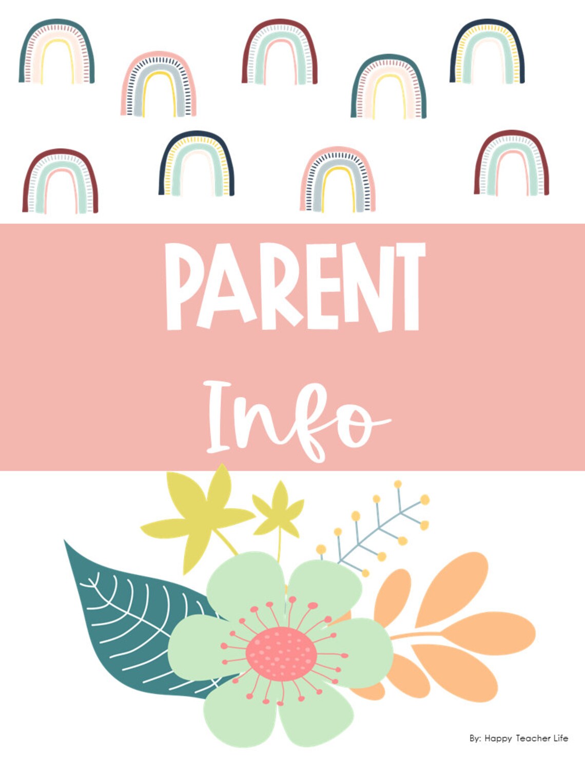 Boho Rainbow Editable Binder Covers With Spines - Etsy