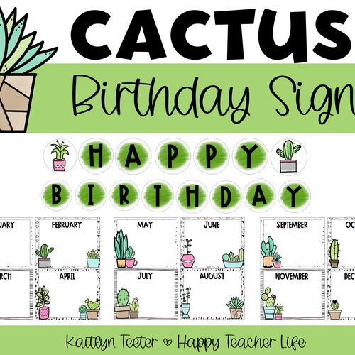 Cactus Plant Themed Birthday Sign Classroom Decor - Etsy