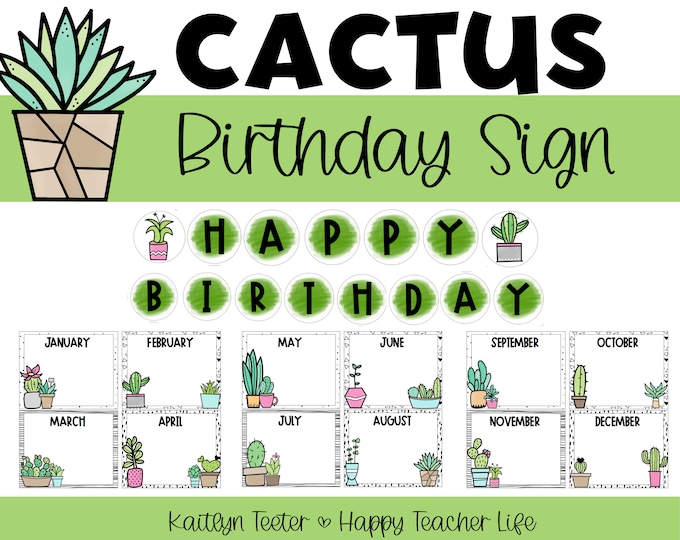 Birthday Cactus Bulletin Board - Plants Succulents Garden Cacti ...