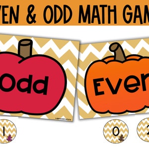 Fall Math Game for Even and Odd Numbers, Number Sort, Hands on Digital ...