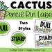 Cactus Plant Themed Pencil Bin Labels, Sharp and Dull Pencils, Pencil ...