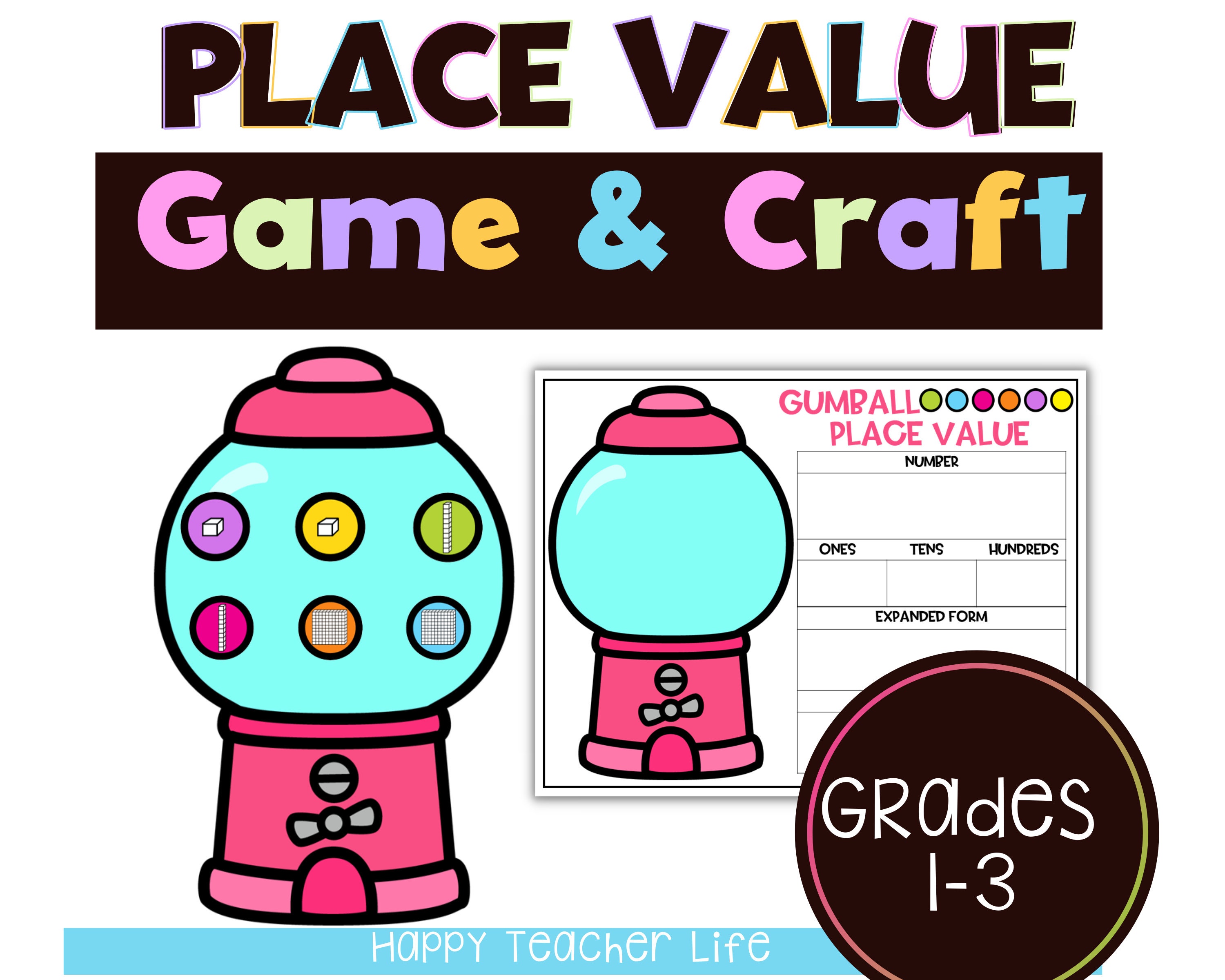 Place Value Math Game and Math Craft With Word Form, Expanded Form and ...