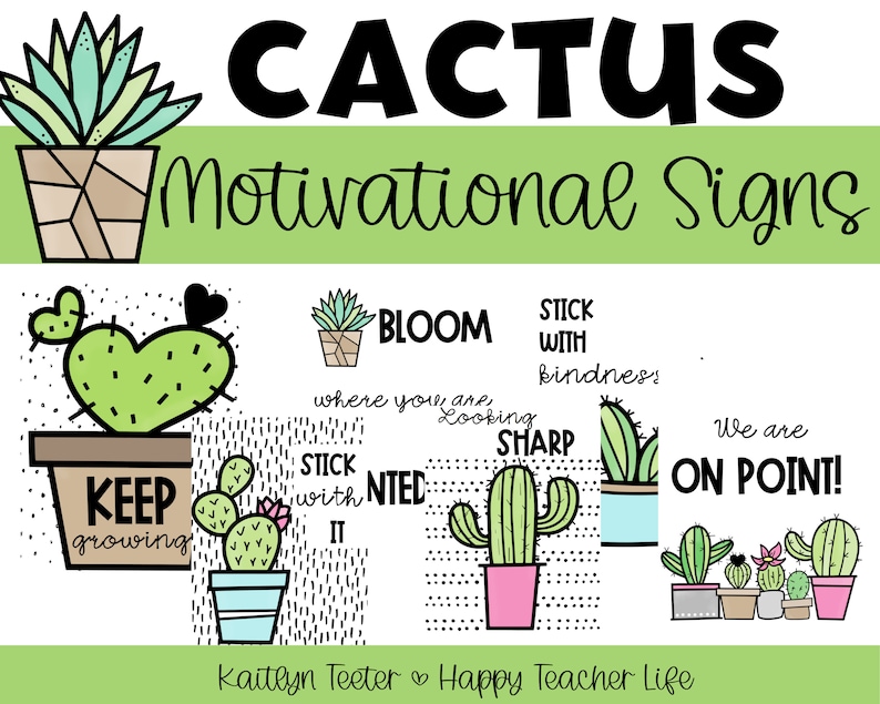 Cactus Plant Themed Classroom Decor Motivational Signs, Motivational ...
