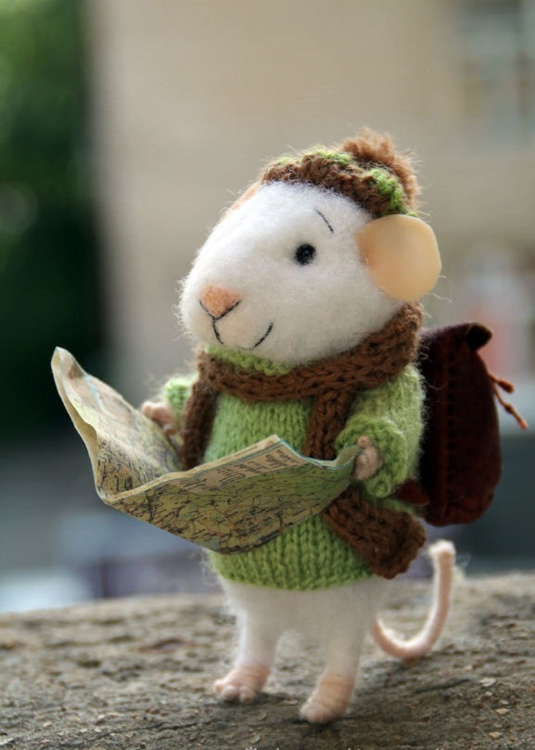 Needle Felted Traveler Mouse, Tourist Mouse, Discoverer, Felt Animal ...