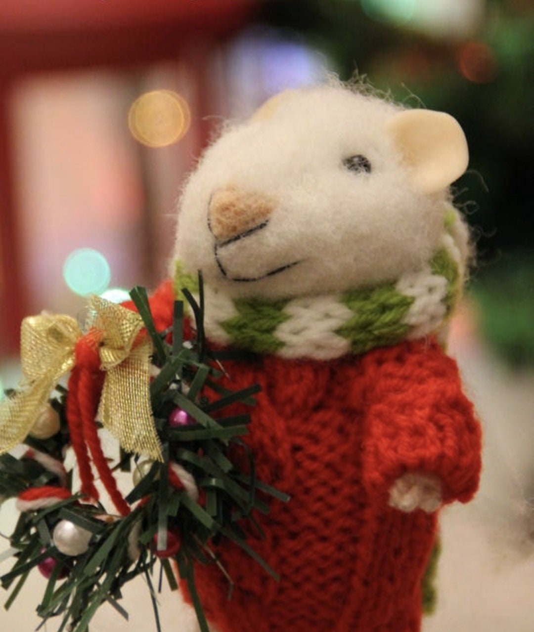 Тeedle Felted Christmas Mouse in Sweater With Christmas - Etsy