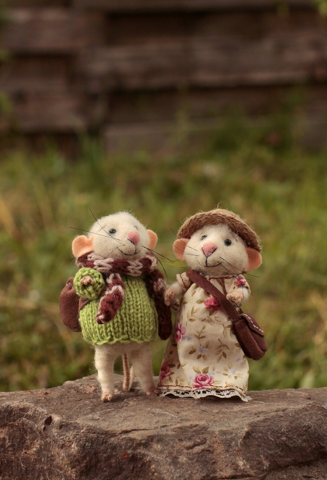 Needle Felted Romantic Couple of Mice Collectible Doll - Etsy