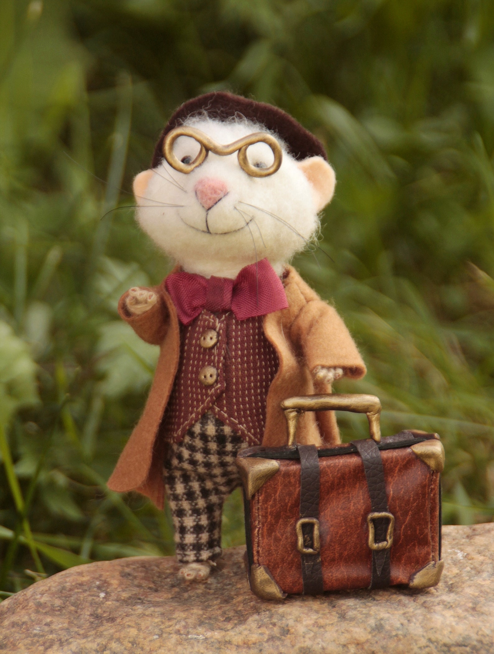 Needle Felted Vintage Traveler Mouse Gentlemen Mouse Tourist - Etsy