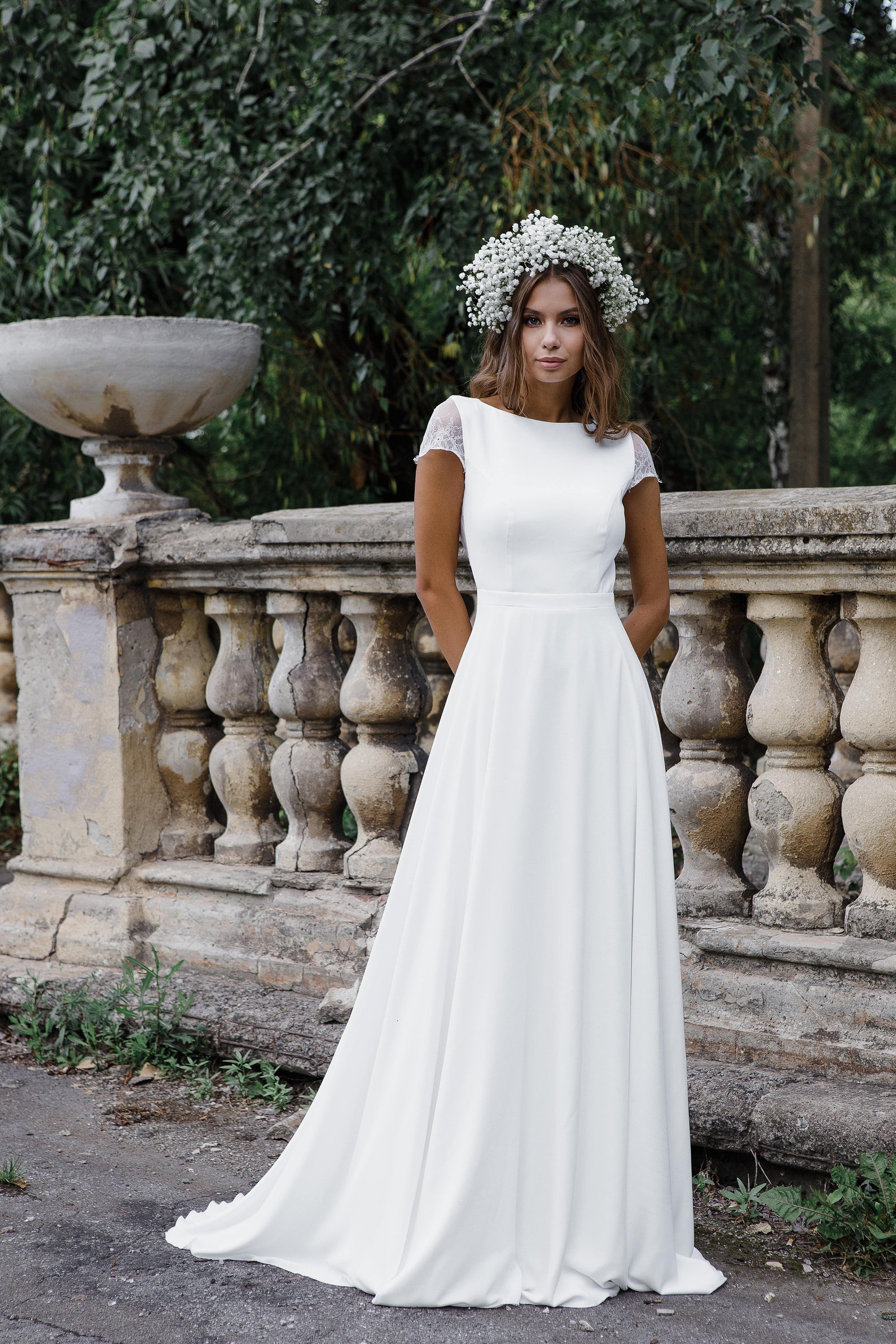 Modest Wedding Dress Reception Simple Wedding Dress Open - Etsy