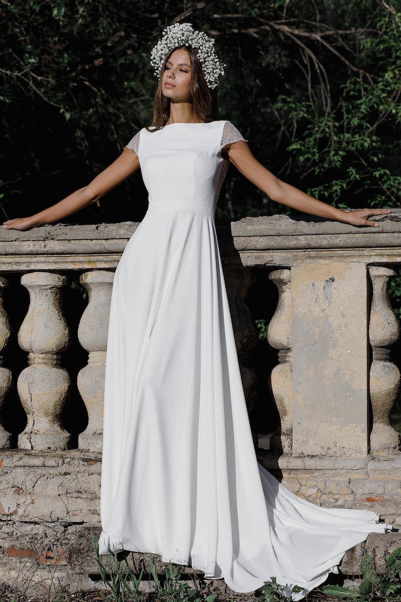 Modest Wedding Dress Reception Simple Wedding Dress Open - Etsy