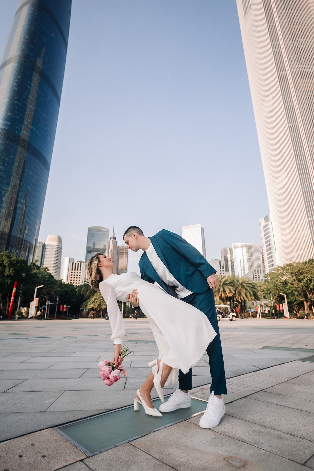 Tea Length Short Wedding Dress Long Sleeves, Modest Wedding Dress ...