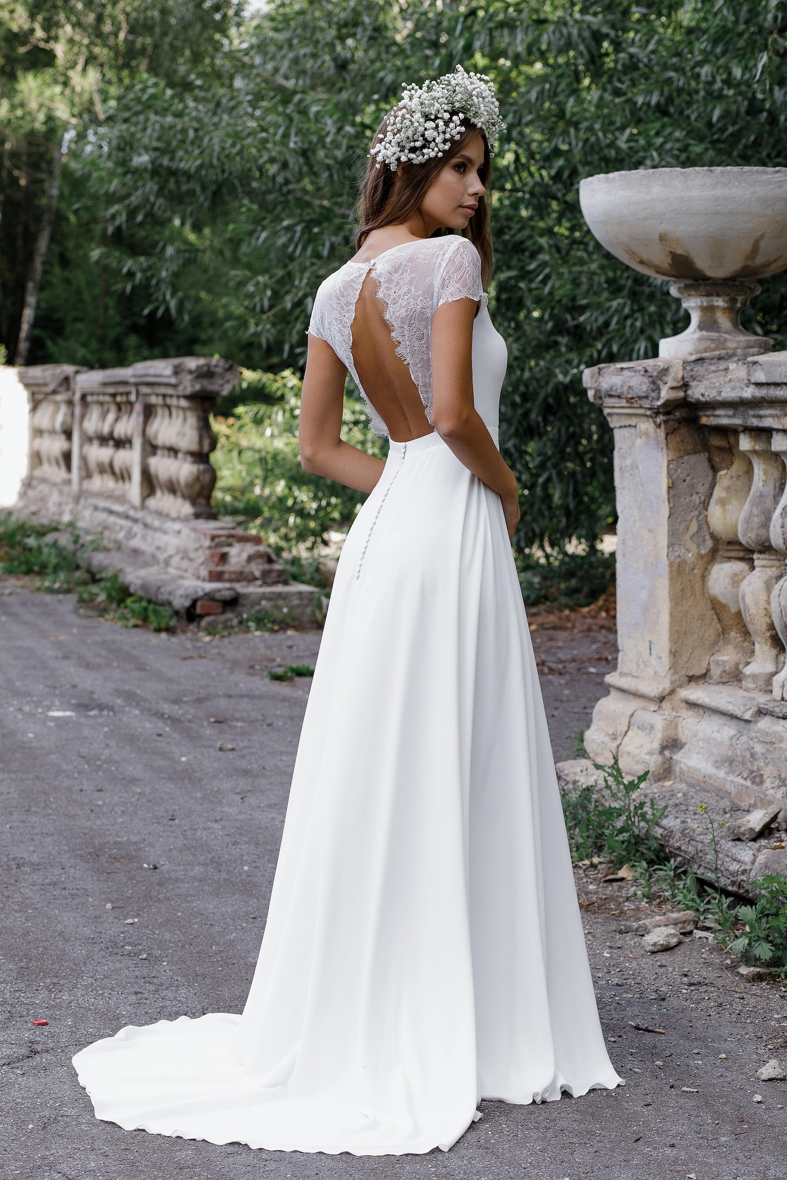 Modest Wedding Dress Reception Simple Wedding Dress Open - Etsy