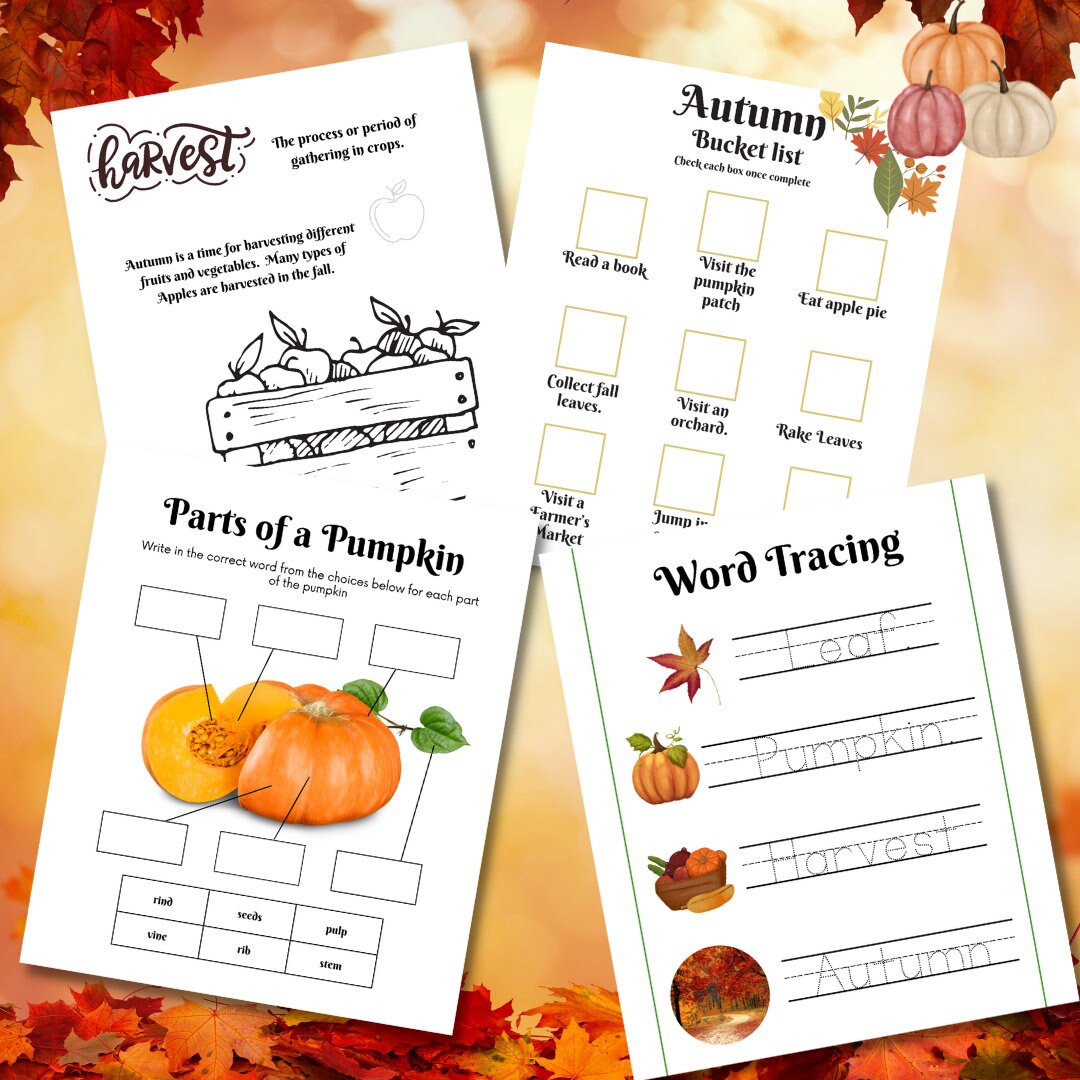 Autumn Fall Study Activity Printable Homeschool Worksheets Nature ...