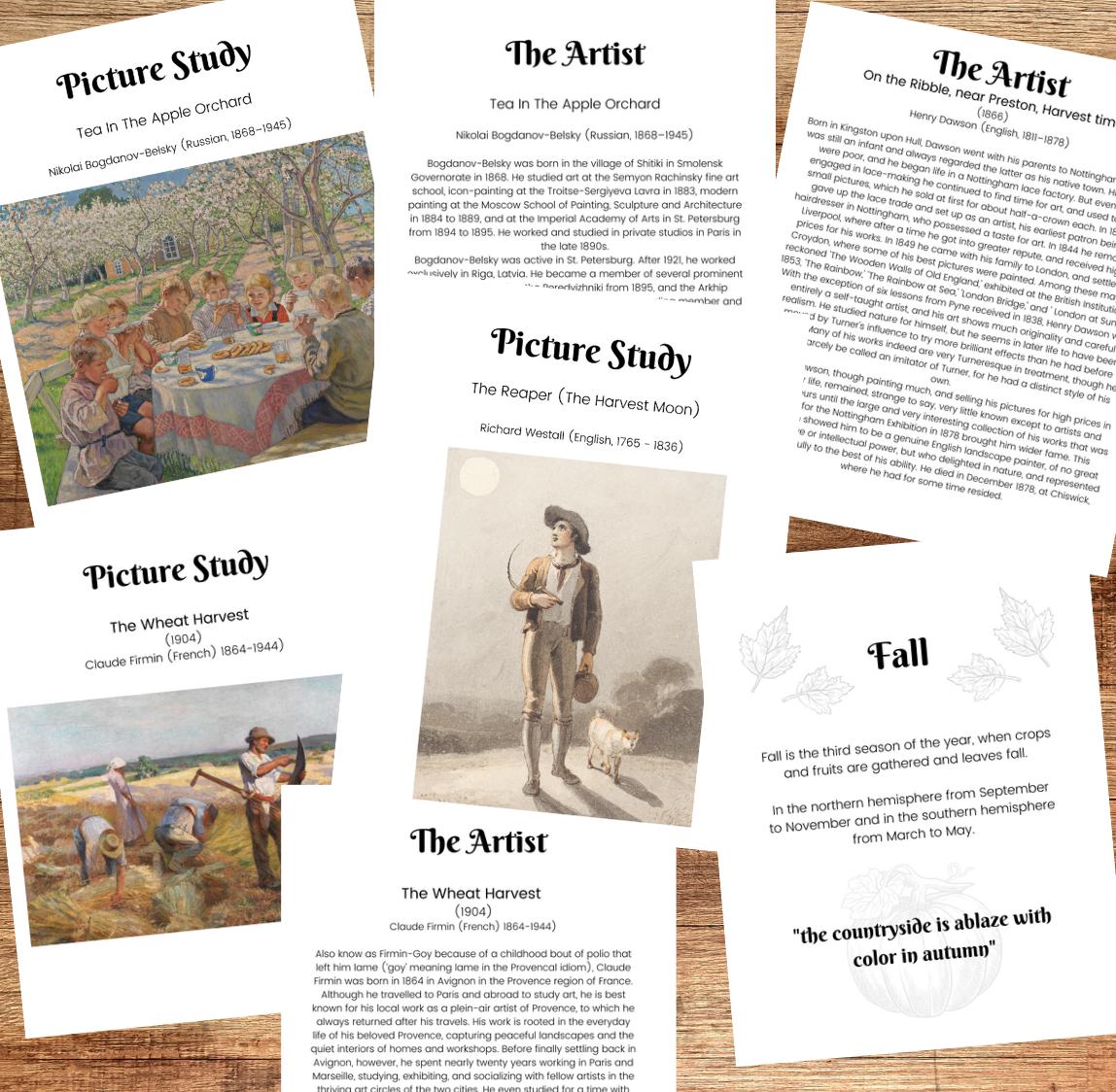 Picture Study Printable Art Morning Basket Learn Seasons Charlotte ...