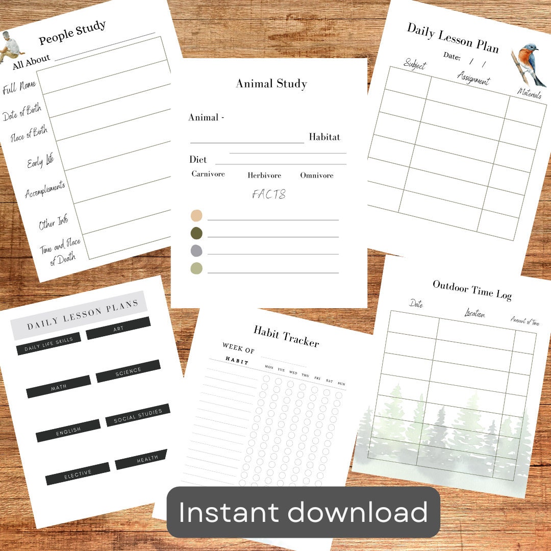 Homeschool Planner Printable Homeschool Report Pages Books Completed ...