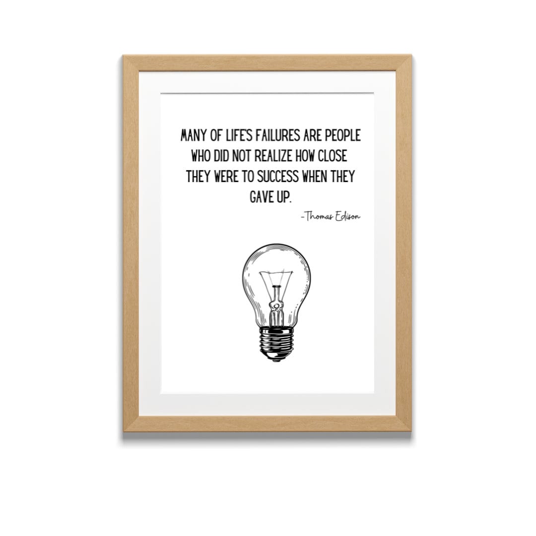 Thomas Edison Quote With Lightbulb Inspirational Quote - Etsy