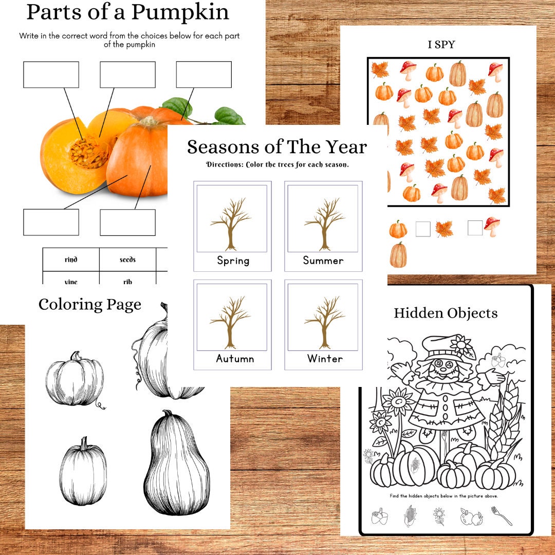 Autumn Fall Study Activity Printable Homeschool Worksheets Nature ...
