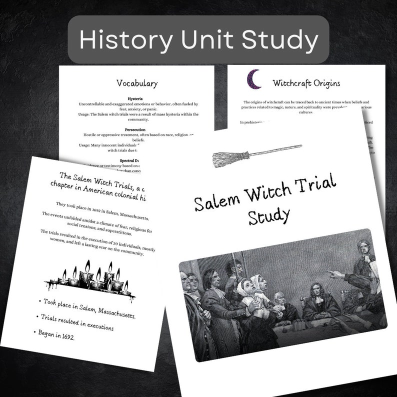 The Salem Witch Trials, Homeschool Study - Etsy