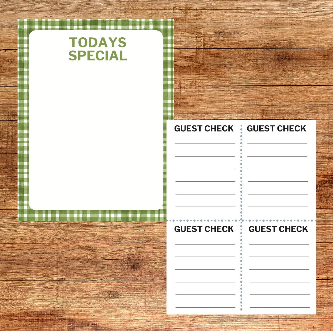 Dramatic Play Menu Guest Check Toys Cafe Lunch Breakfast Smoothie Menus ...