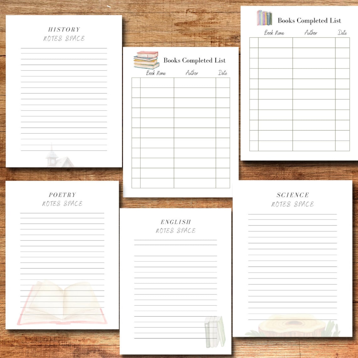 Homeschool Planner Printable Homeschool Report Pages Books Completed ...