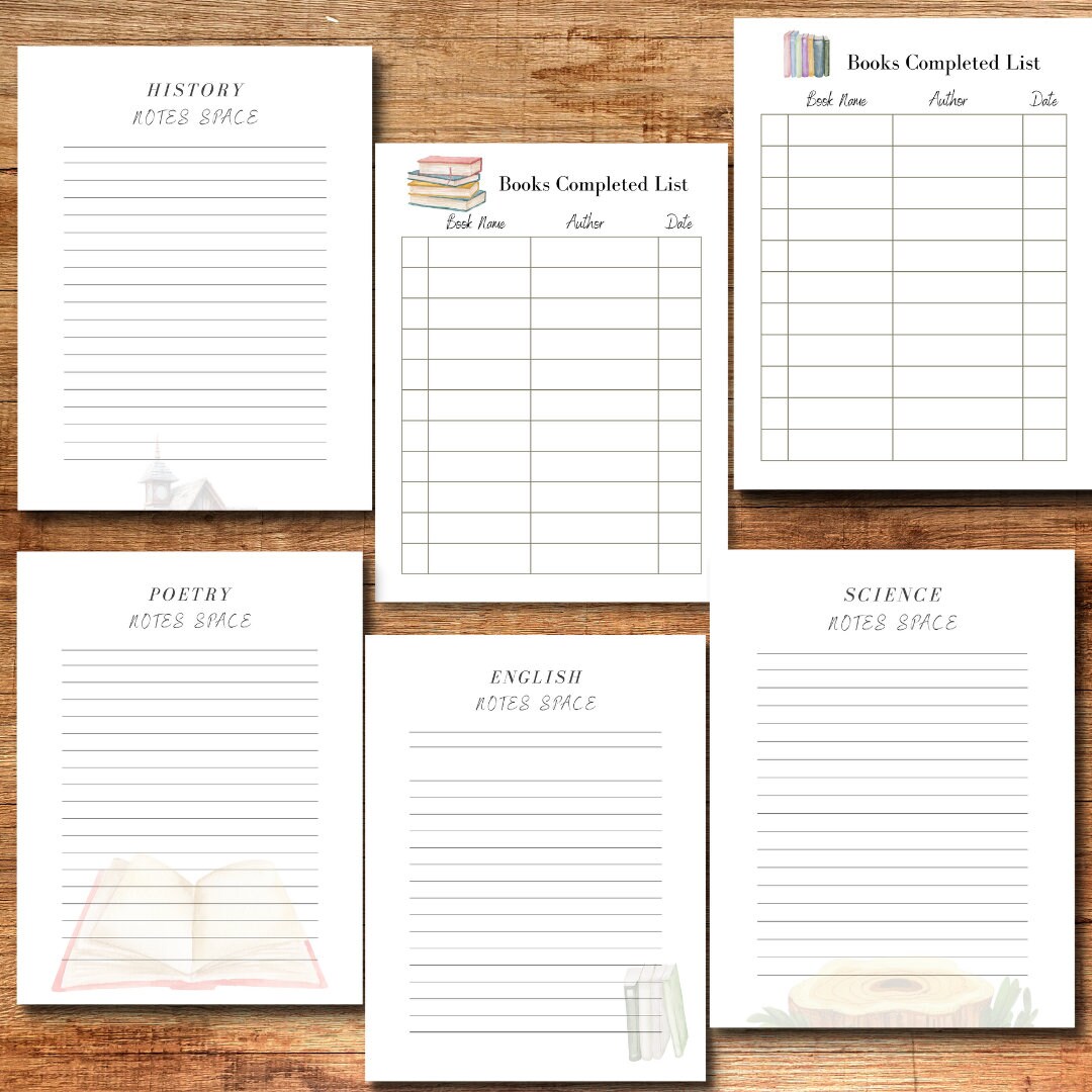 Homeschool Planner Printable Homeschool Report Pages Books Completed ...