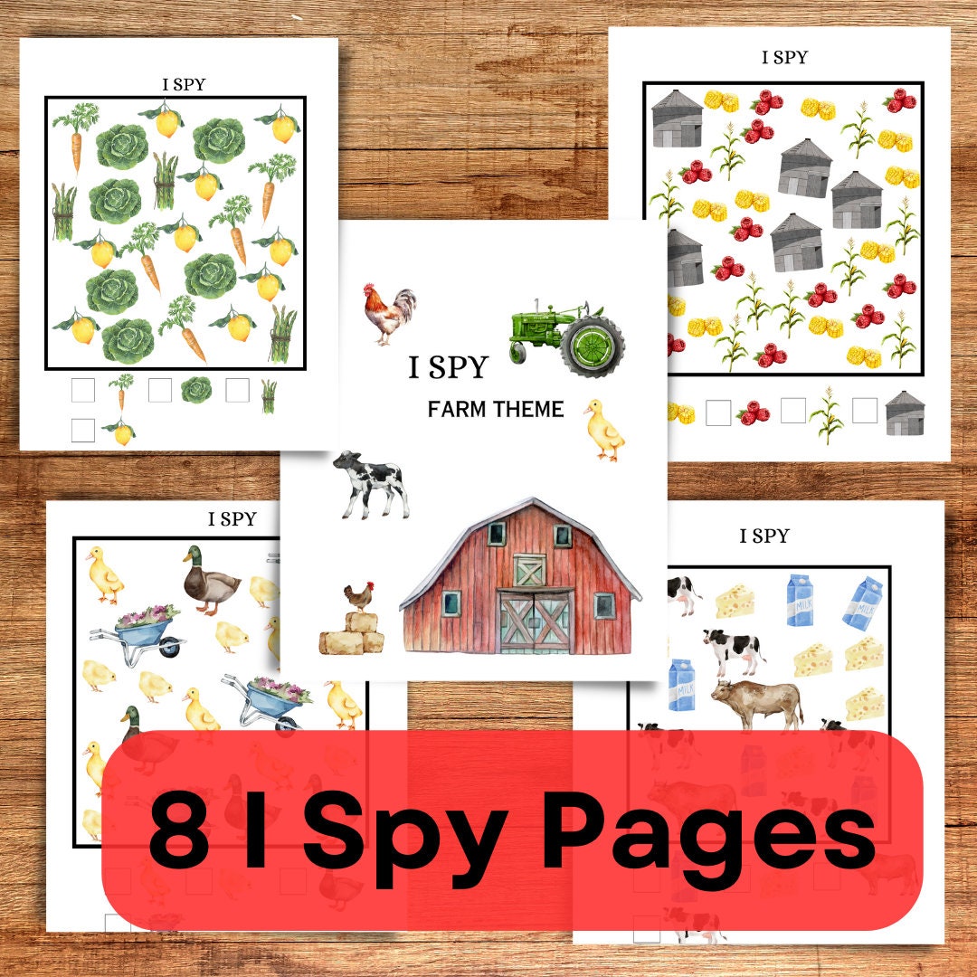 I Spy Farm Unit Themed Activity Pages for Toddlers in Homeschool an ...