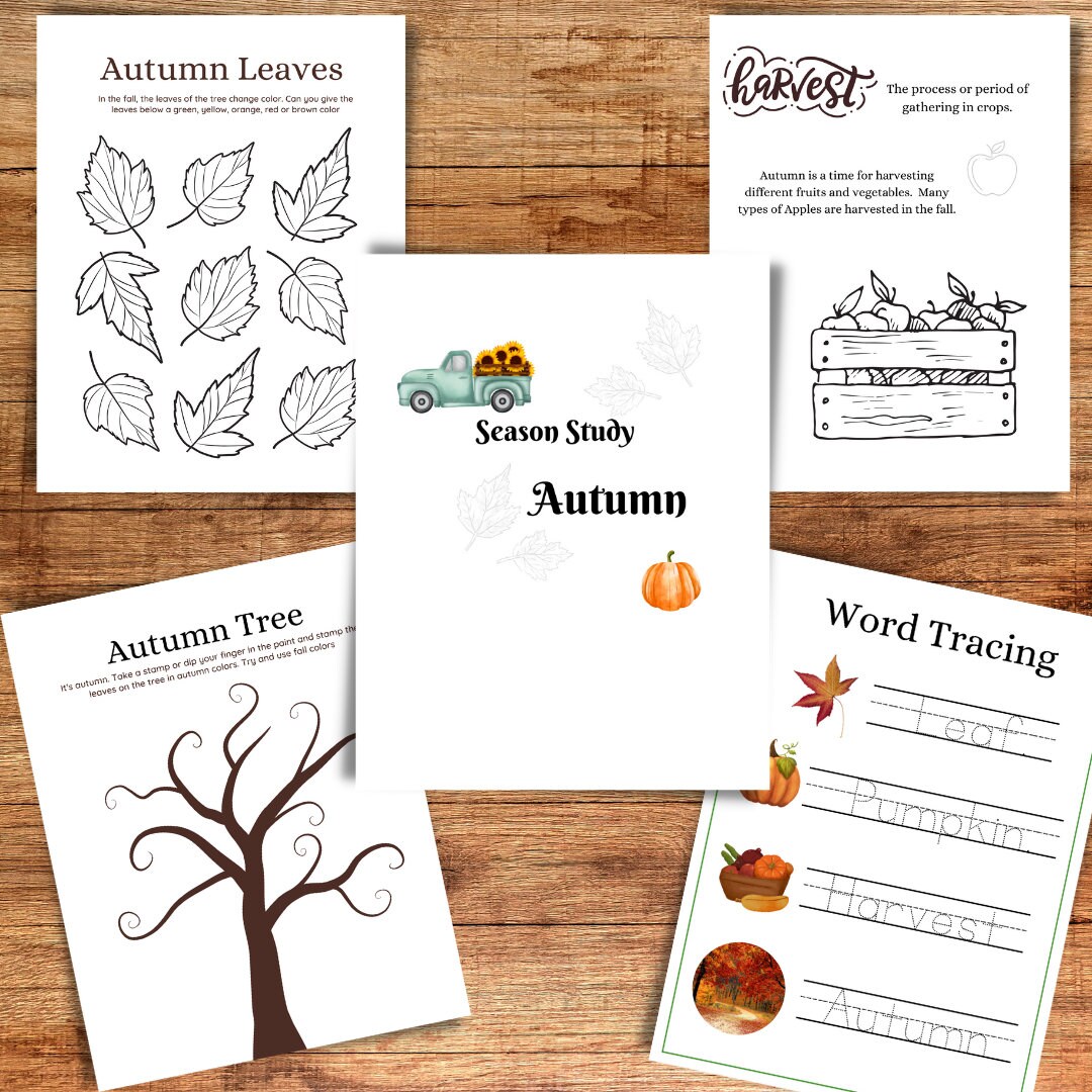 Autumn Fall Study Activity Printable Homeschool Worksheets Nature ...