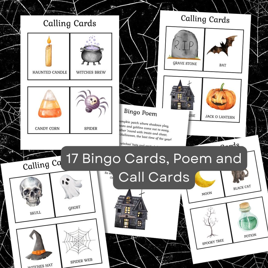 Halloween Bingo Cards Picture Bingo Classroom Activity Fall Game ...