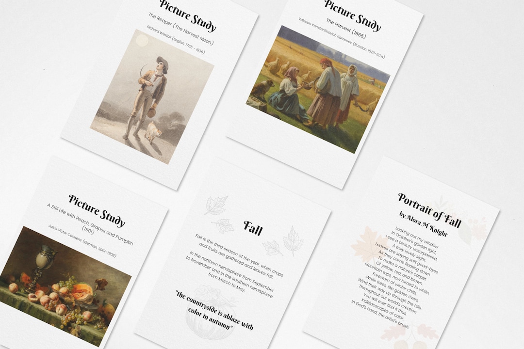 Picture Study Printable Art Morning Basket Learn Seasons Charlotte ...