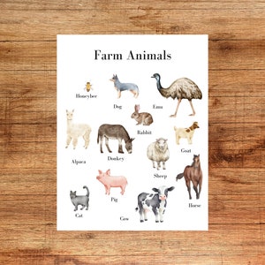 Farm Animal Printable Poster Homeschool Learning - Etsy