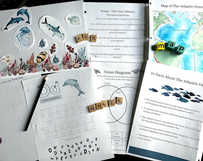 Ocean Animals Print Copywork, Ocean Animal Facts, Print Handwriting ...