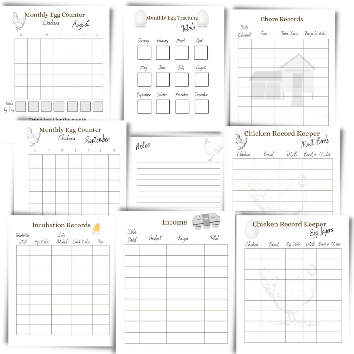 Chicken Homestead Planner Record Keeping for Chickens - Eggs, Chores ...