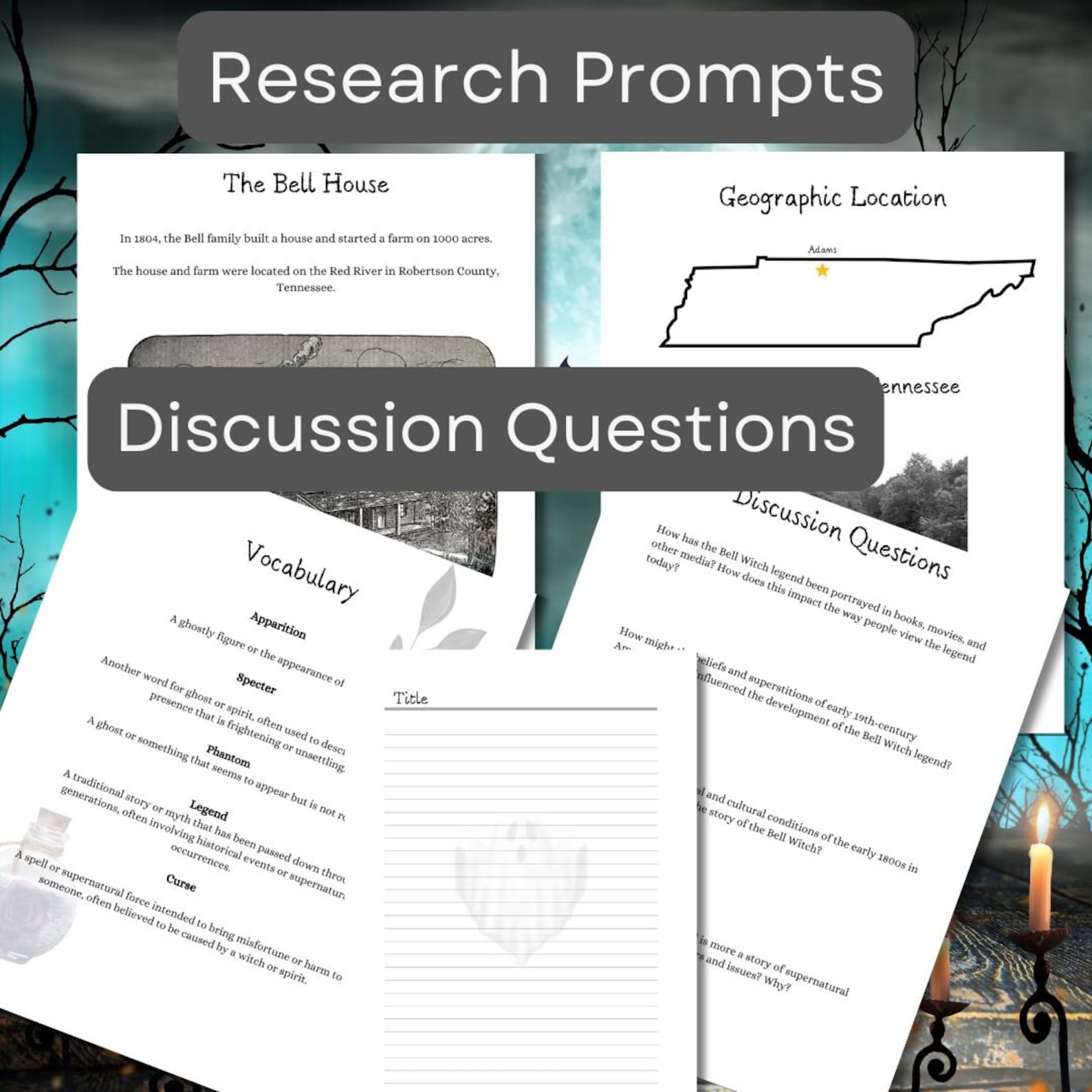 Unlocking the Mysteries of the Bell Witch Unit Study Guide Creepy ...