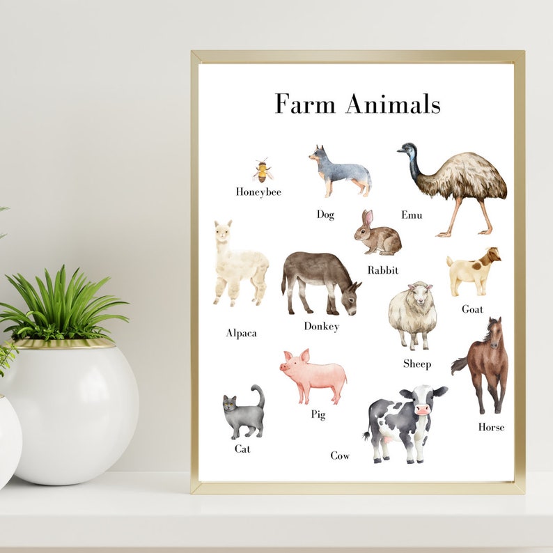 Farm Animal Printable Poster Homeschool Learning - Etsy