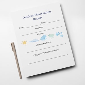 Nature Observations Writing Prompt for Outdoor Journaling, Printable ...