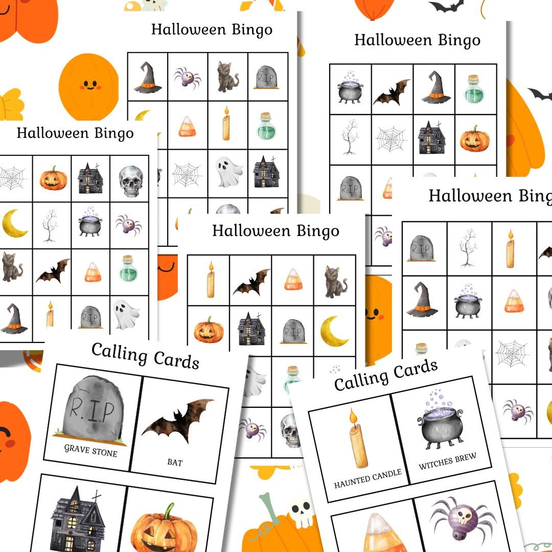 Halloween Bingo Cards Picture Bingo Classroom Activity Fall Game ...