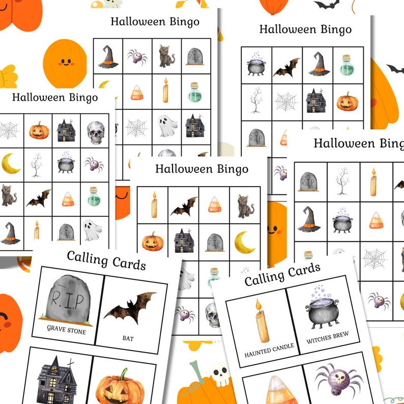 Halloween Bingo Cards Picture Bingo Classroom Activity Fall Game ...