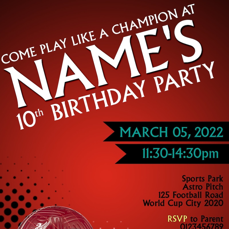 Liverpool Fc Birthday Invitation - Etsy