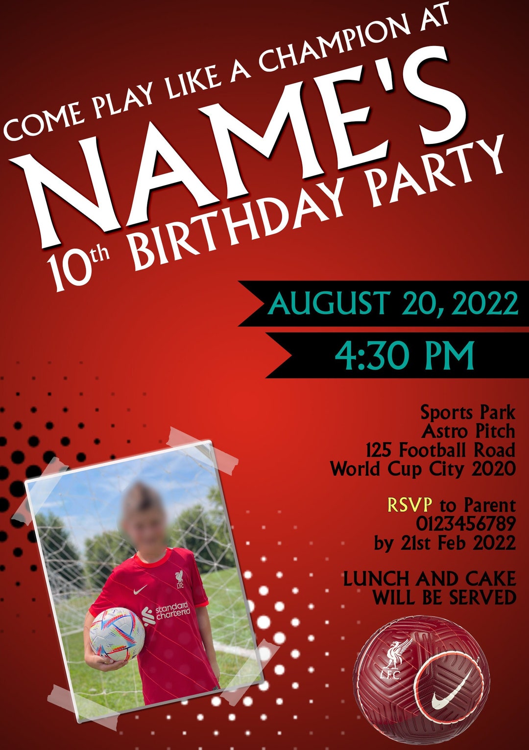 LIVERPOOL FC With PHOTO | Digital and Printable Football Birthday ...