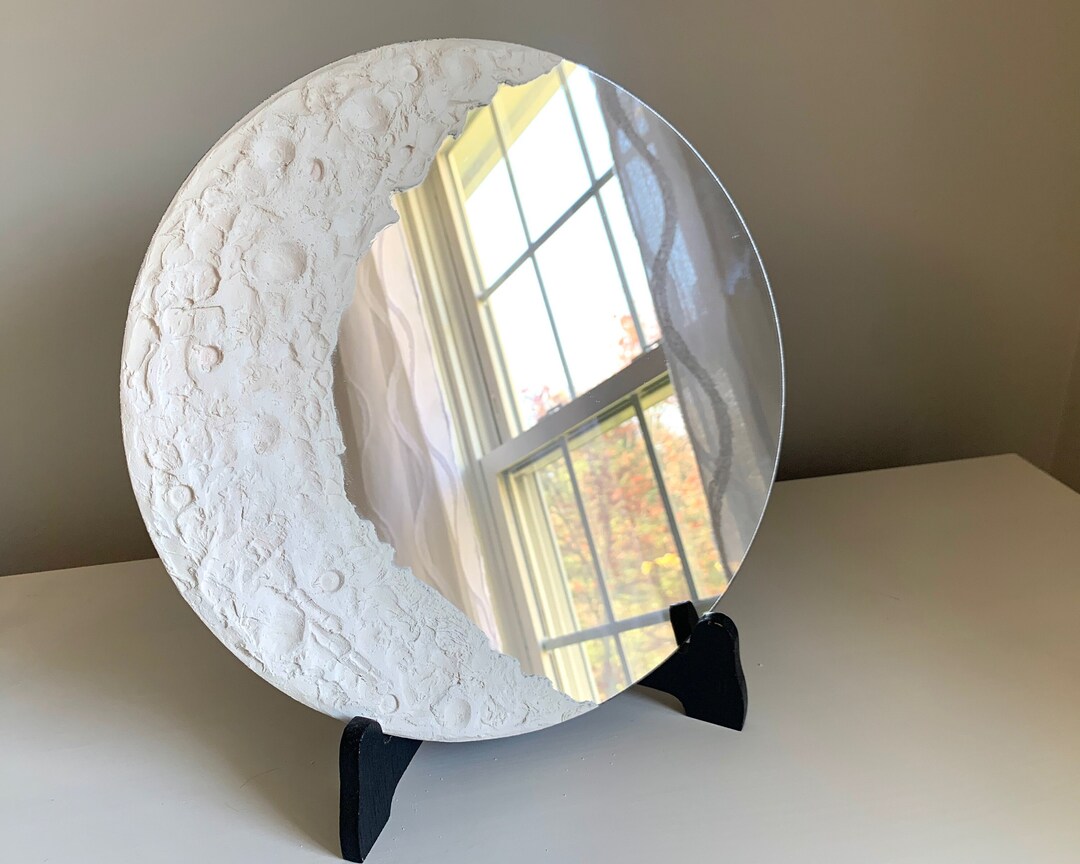 Moon Mirror, Crescent Moon, Round Mirror, Decorative Mirror, White ...