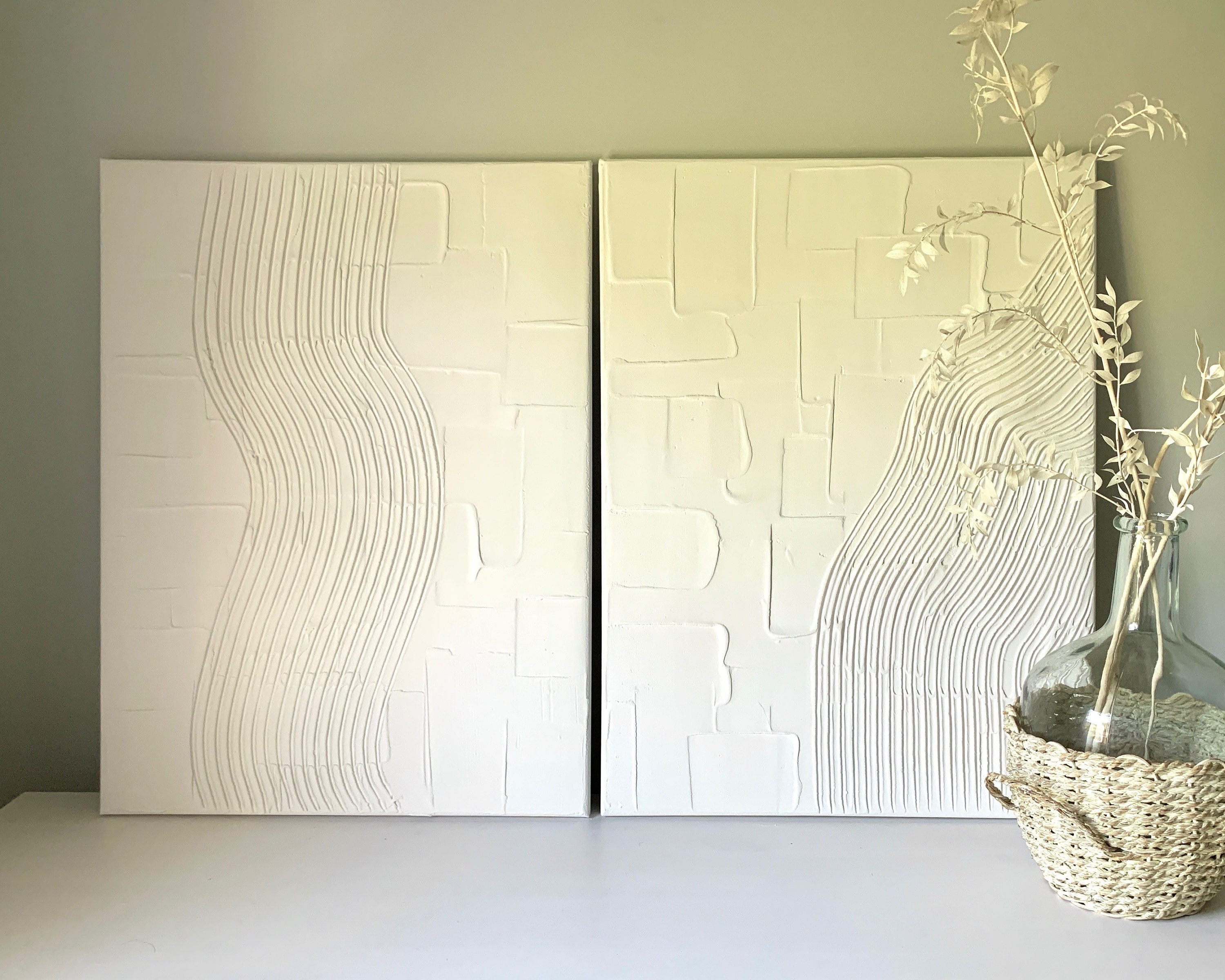 Plaster Wall Art, 2 Piece, Textured Wall Art, Plaster Art, Wall Art, 3d ...