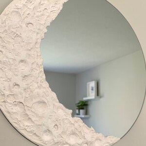Moon Mirror, Crescent Moon, Round Mirror, Decorative Mirror, White ...