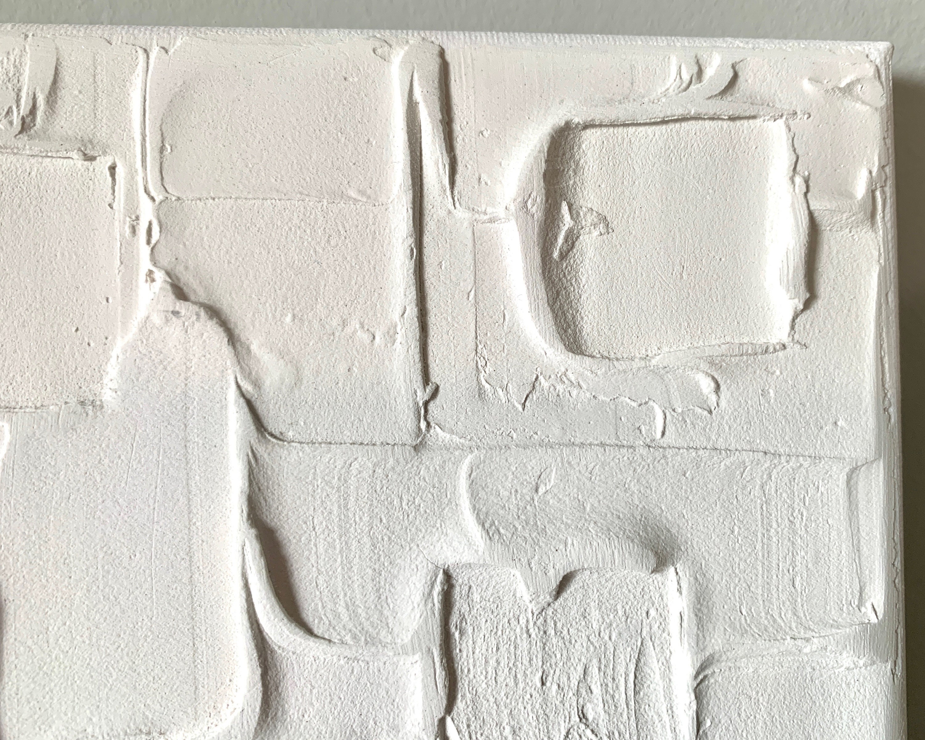 Plaster Wall Art Set of 2 Textured Canvas White Painting - Etsy