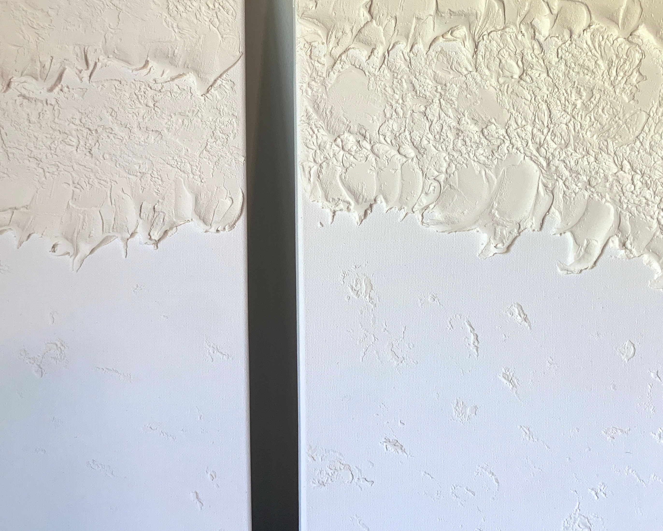 Wave Plaster Wall Art, Set of 2, Textured Canvas, White Painting ...