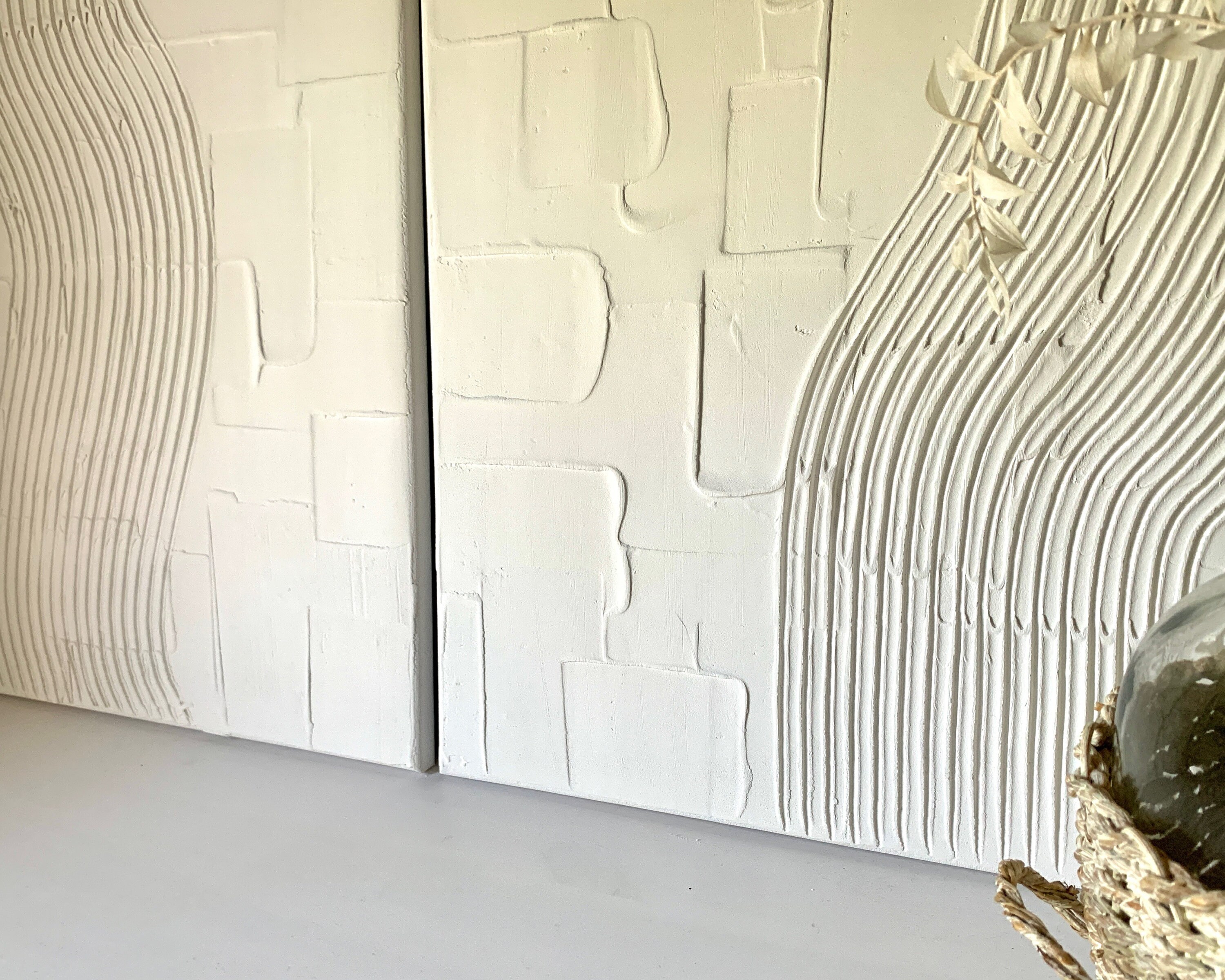 Plaster Wall Art, 2 Piece, Textured Wall Art, Plaster Art, Wall Art, 3d ...