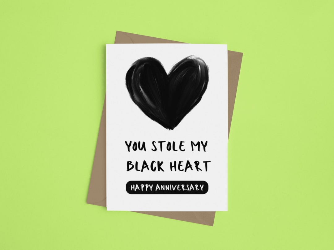 Black Heart Emo Anniversary Card for Boyfriend, Gothic Husband or ...