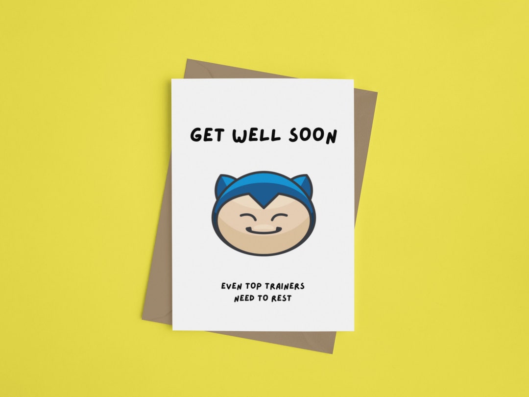 Get Well Soon Pokemon Card With Snorlax for Kids, Friend, Boyfriend or ...